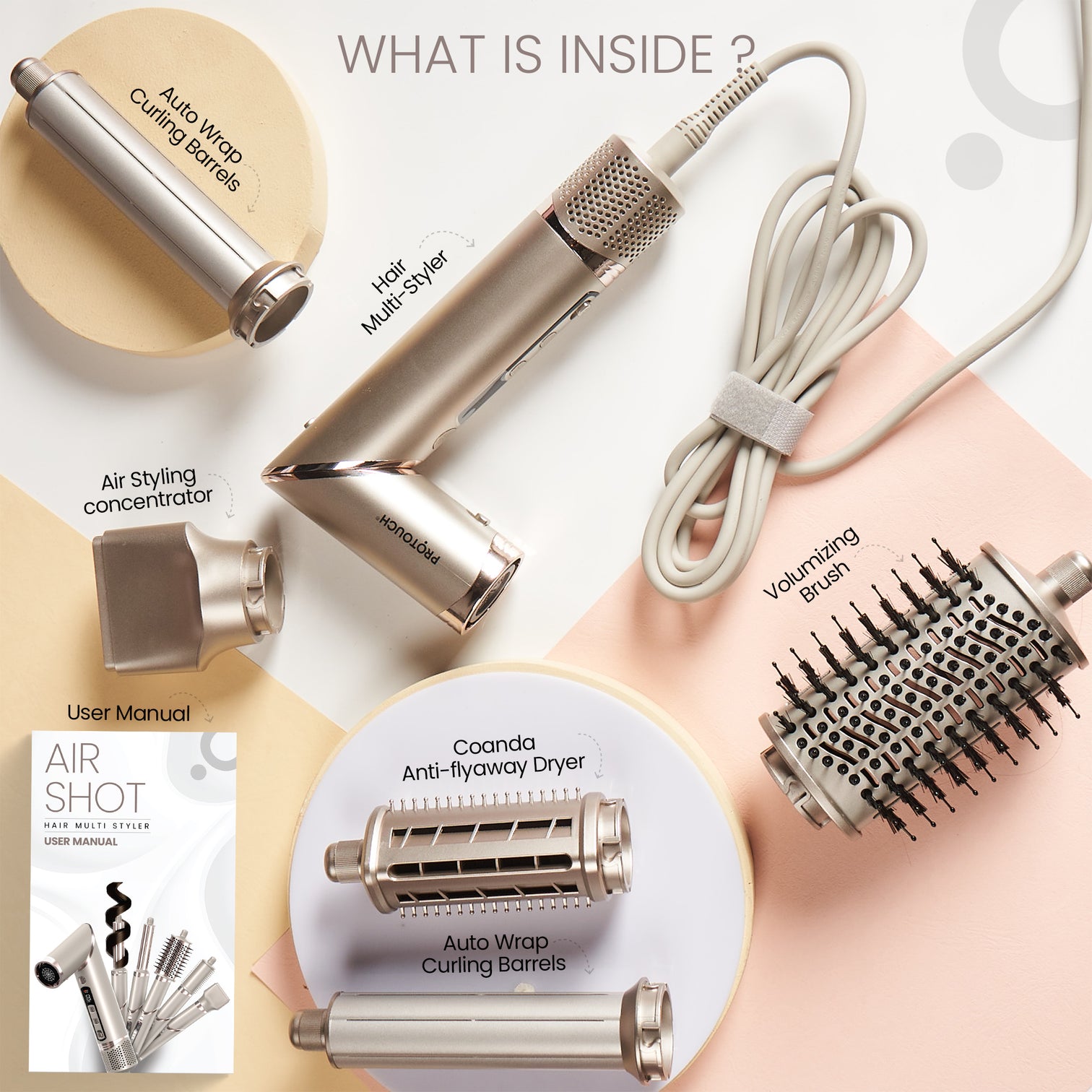 Protouch Airshot | All in 1 Hair Multi Styler: Dryer, Curler, Smooth