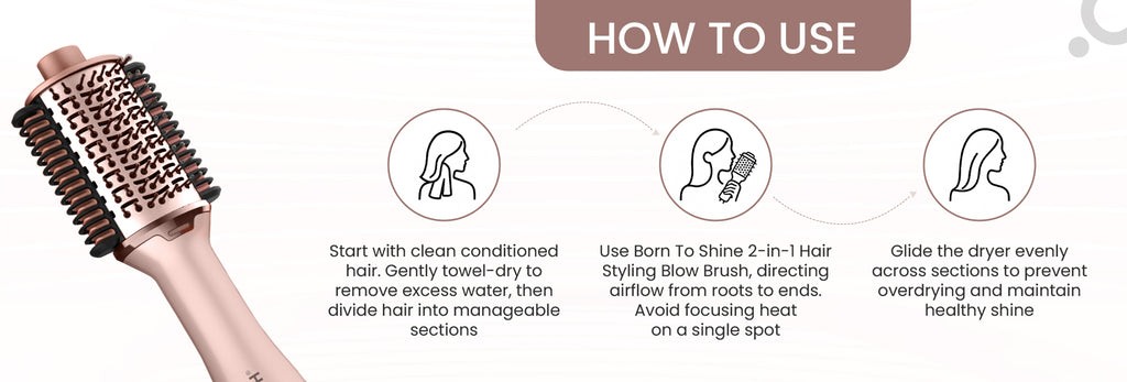Protouch Born To Shine 2‑in‑1 Styling Blow Brush – Drying, Straighteni