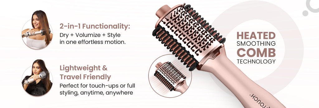 Protouch Born To Shine 2‑in‑1 Styling Blow Brush – Drying, Straighteni